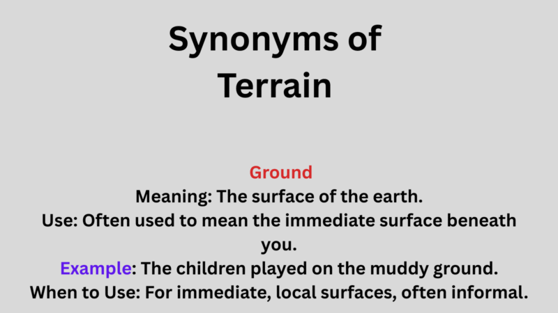 Synonyms of Terrain: 30 Alternatives and When to Use Them